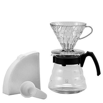 Hario Hario Einsteigerset Kaffee 4 teilig Glas schwarz V60 Craft Coffee Maker 17, 3 x 24, 5 x 13 cm VCSD-02B-EX