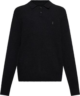 AllSaints Lang&auml;rmeliger Statten Pullover mit Polokragen - Schwarz