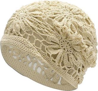 ZLYC Bonnet Souple crocheté en Coton pour Femme, Fait à la Main, pour lété, Taille Unique