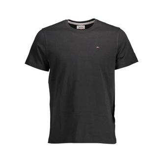Tommy Hilfiger Schwarzes Baumwoll Herren T-Shirt - - Tops - Herren - Schwarzk - XS