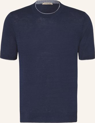 Fioroni Cashmere Fioroni Strickshirt Mit Leinen blau