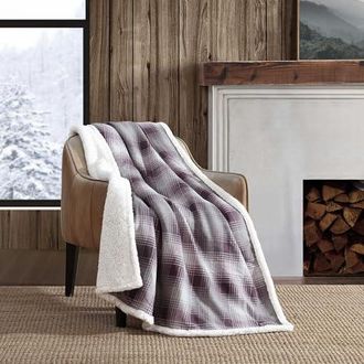 Eddie Bauer Überwurfdecke, gebürstete Fleece-Bettwäsche mit Sherpa-Rückseite, weiches und gemütliches Karomuster, Heimdekoration für Bett oder Couch (nordisches K