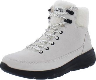 Skechers Glacial Ultra Woodlands, Bottine Femme, Bordure Grise en Daim Noir, Blanc, 38 EU