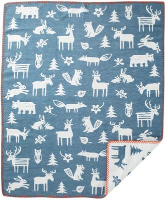 Klippan Forest Babybaumwolldecke (Öko-Tex) 70x90 cm graublau, weiß, rot