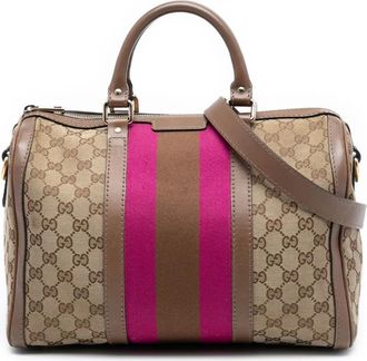 Gucci 2016-2025 Medium GG Canvas Web Joy Boston Bag satchel - Braun