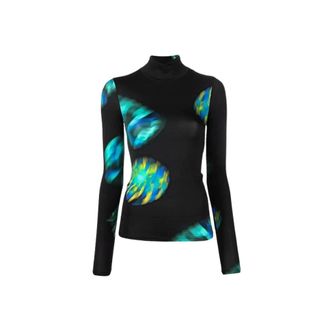 Nina Ricci Bedrucktes High-Neck-Fallschirm-Top - - Tops - Damen - Schwarzk - XS