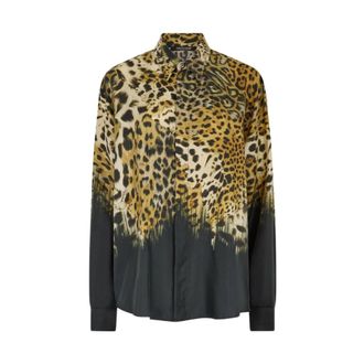 Roberto Cavalli Jaguar Print Seidenhemd Lange &Auml;rmel - - Blouses & Shirts - Damen - Braun - 4XL