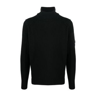 C.P. Company Schwarzer Rollkragenpullover aus Lammwolle f&uuml;r Herren - - Knitwear - Herren - Schwarzk - M