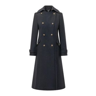 Ralph Lauren Manteau crois&eacute; en m&eacute;lange de laine - Femme - Manteaux - Bleu - Taille: 36 FR