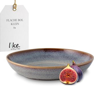 Villeroy & Boch like. by Lave beige Schale flach klein, 22 x 21 x 4,2 cm, stilvolle Speiseschale aus Steingut für kleine Beilagen und Salate, spülmaschinengeeignet