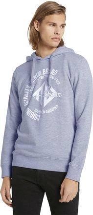 Tom Tailor Herren Hoodie mit Print 1024417, 15398 - Light Stone Grey Melange, L
