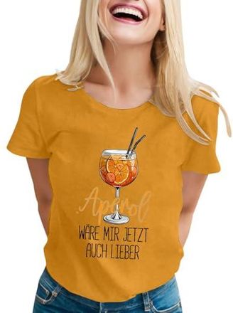 Generic T-shirt pour femme - Costume Aperol Spritz - Col rond - T-shirt d&eacute;t&eacute; amusant - Pour cocktail, f&ecirc;te, &eacute;v&eacute;nements - T-shirt d&eacute;contract&eacute; l&eacute;ger - T-shirt a
