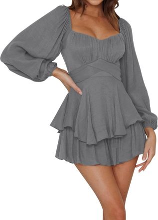 Generic Damen Sommerkleid Kurz Swing Kleid Sommer Minikleid Sexy Piratenkleid Skaterkleid A Linien Schulterfrei Rückenfrei Puffärmel Rüschen Partykleid Blusen