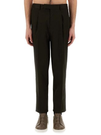 Ermenegildo Zegna Pleated Cotton Trousers - Brown