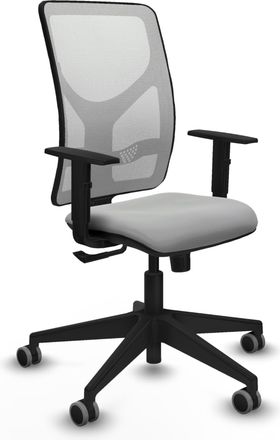 Piqueras y Crespo Schreibtischstuhl mit Rollen, 1D-Armlehnen, h&ouml;henverstellbare Lendenwirbelst&uuml;tze, ausgestattet mit 3 Positionen und Schneideschaum, Wei&szlig;/Hellgrau