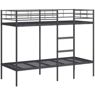 vidaXL Vidaxl - Lit superpos&eacute; noir 80x200 cm en acier - Construction robuste avec &eacute;chelle int&eacute;gr&eacute;e - Garde-corps pour s&eacute;curit&eacute; accrue