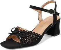 Queen Helena Sandales &eacute;l&eacute;gantes &agrave; talons bas pour femme ZM11060, Noir, 38 EU
