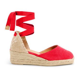 Castaner Carina gewaschene Baumwoll-Espadrilles mit Schn&uuml;rung und 5 cm Keilabsatz. - - Shoes - Damen - Rot - 41 EU