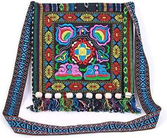 Generic Sac à bandoulière ethnique brodé à la main vintage en toile pour femme