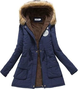 Generic Vestes chaudes et &eacute;paisses pour femmes, manteau dhiver en polaire doubl&eacute; &agrave; la mode, manteau &agrave; capuche, v&ecirc;tements dext&eacute;rieur 2026, bleu marine, XXL