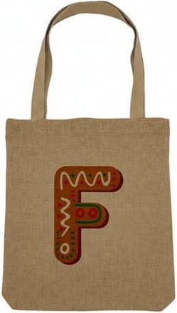 Fabulous Sac Shopping Tote Bag Aspect Lin - F Fanny Florian Lettre Alphabet Pr&eacute;nom Noel Enfant - Sac de Courses Toile Epaisse 360g Beige Naturel Cabas Port&eacute; Ep