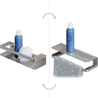Tiger Caddy 2-in-1 Duschablage und Handtuchhalter, Einsatz als Duschkorb oder als Handtuchhalter mit Ablage m&ouml;glich, Edelstahl, Farbe: Edelstahl geb&uuml;rstet B