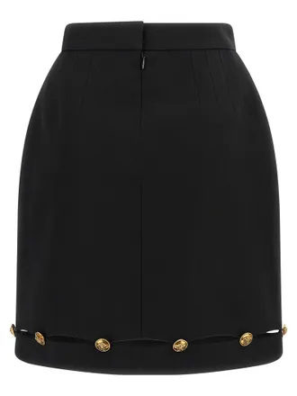 Versace Womens Black Virgin Wool Long Skirt
