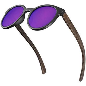 Balinco Lunettes de soleil en bambou avec verres ronds polarisés - dans un set daccessoires, boîte cadeau incluse - protection UV400 & lentilles TAC - aux fem