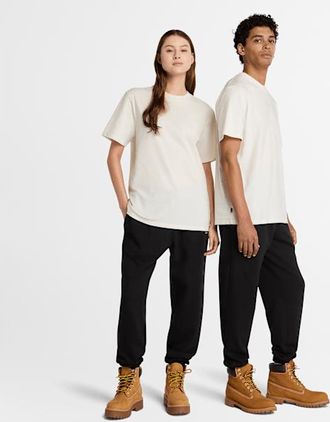 Timberland All Gender T-Shirt mit Logostickerei in Wei&szlig;, Wei&szlig;, Gr&ouml;&szlig;e