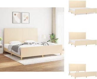 vidaXL Bettgestell ohne Matratze Creme 200x200 cm Stoff - Bettgestell - Holzrahmen - Lattenrost - Kopfteil - Cremefarbenes Bett