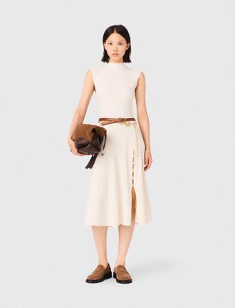 Maje Rippstrickkleid Mit Seitenschlitz - Ecru - Gr&ouml;&szlig;e 32 - Maje