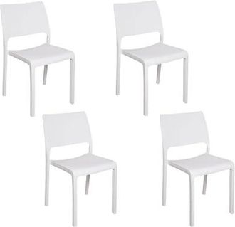 Dmora 4er Set Gartenstühle Ancona, Gartensitz, Für drinnen und draußen, Stapelbar, Made in Italy, 47x53 h82 cm, Weiß