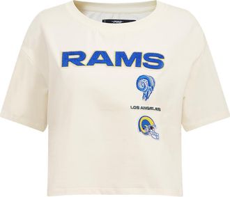 Pro Standard Womens NFL Los Angeles Rams Retro Classics Kurzarm Boxy T-Shirt Eggshell XL