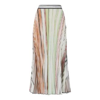 Missoni Femme, Jupes, Multicolore, Taille: 40 FR Flame Space Dye Stripe Pleated Midi Skirt