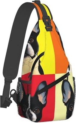 Generic L&eacute;ger Sacoche Tactique Dessin mignon de bouledogue fran&ccedil;ais Sacs &agrave; Bandouli&egrave;re Casual Sac &agrave; Poitrine pour Cyclisme Randonn&eacute;e Femme