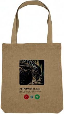 Fabulous Sac Shopping Tote Bag Aspect Lin - X&eacute;nomorph R&eacute;seau Alien Extraterreste Social Rencontre Amour - Sac de Courses Toile Epaisse 360g Beige Naturel Cabas