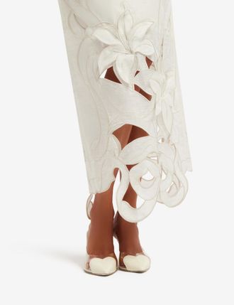 LEO LIN Womens Dress Rayna White Linen