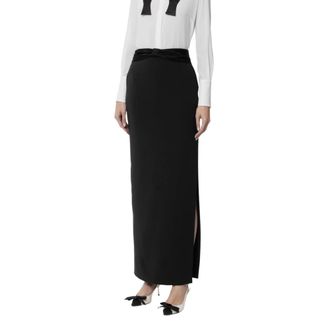 Elisabetta Franchi Cr&ecirc;pe Maxi-Rock mit Satin-Schleife - - Skirts - Damen - Schwarzk - XL