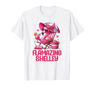 BDAZ Flamazing Shelley Pink Flamingo Tropical Beach Trip Damen T-Shirt