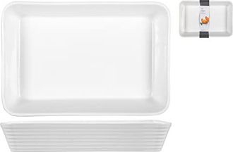 hOme Home Rechteckige Ofenform, Porzellan, Weiß, 35x24 cm