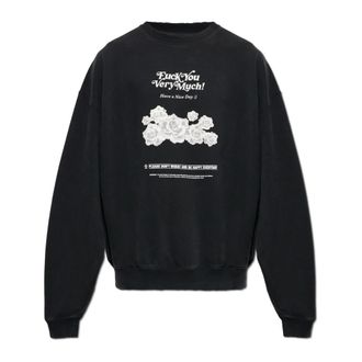 VETEMENTS Femme, Sweatshirts et sweats &agrave; capuche, Noir, Taille: 42 FR SweaT-shirt imprim&eacute;