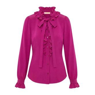 Ulla Johnson Blouse en soie Catroux &agrave; manches longues - Femme - Blouses et Chemises - Rose - Taille: 42 FR