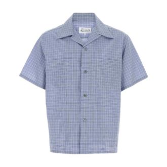 Maison Margiela Homme, Chemises, Bleu, Taille: L Chemise en coton stretch brod&eacute;
