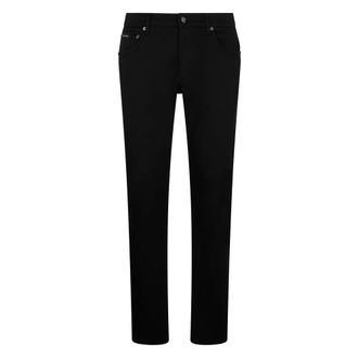Dolce & Gabbana Slim Fit Jeans mit Lederetikett - - Jeans - Herren - Schwarzk - 2XL