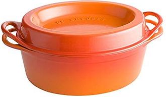 LE CREUSET Le Creuset Gusseisen-Bräter Doufeu, Oval, Ø 32 cm, Für alle Herdarten und Induktion geeignet, Ofenrot, 25084320902460