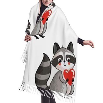 Generic Imprimé Écharpe Foulard Raton laveur mignon pour la Saint-Valentin Châle Classique Shawl pour Party Homme Mariage 68X196cm