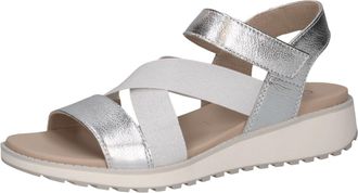 Caprice Damen Sandalen flach mit Klettverschluss Elastisch, Silber (Silver Metal.), 41 EU