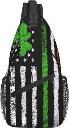 Generic Drapeau Irlandais-Am&eacute;ricain Vintage Sacoche Bandouliere Multifonctionnel Pochette Epaule Antivol Sac Banane Pour Shopping Excursion Sport