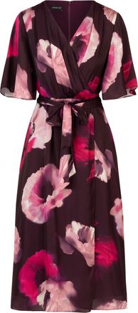 Apart Fashion APART Midi Satinkleid aus mattschimmerndem Satin mit Allover Blumendruck, Pflaume-Multicolor, 44