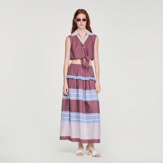 Sandro Kurze Streifenbluse aus Baumwolle